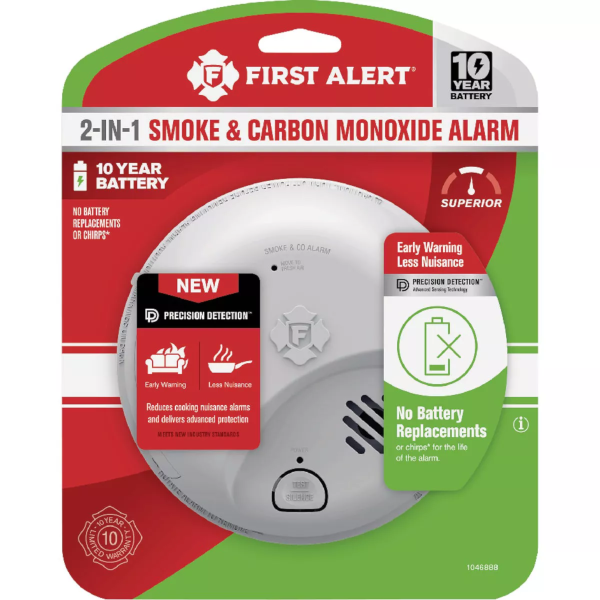 First Alert 2-in-1 10 Year Battery Ionization Smoke & CO Alarm SMICO110 ...